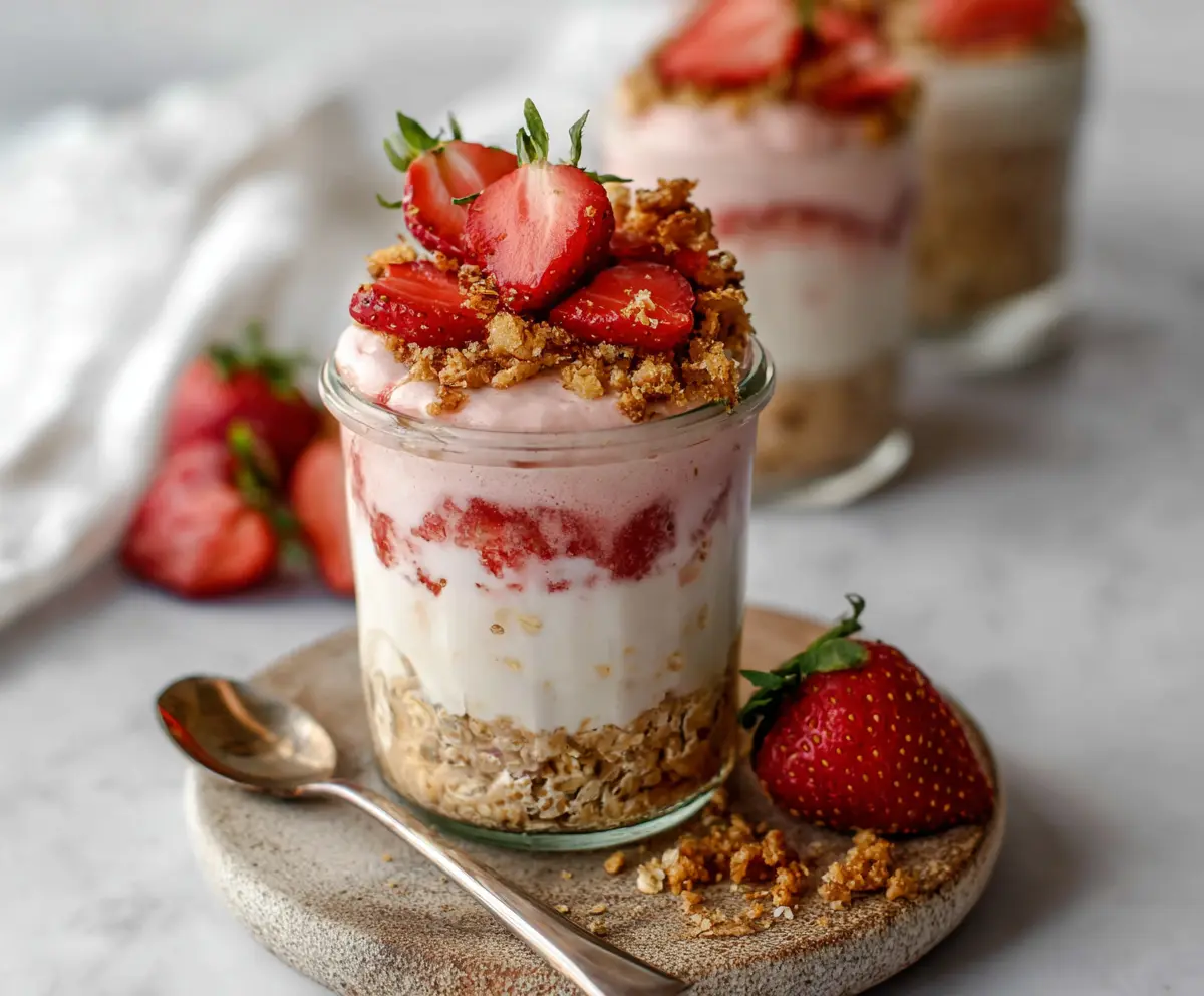 Strawberry Cheesecake Overnight Oats Recipe